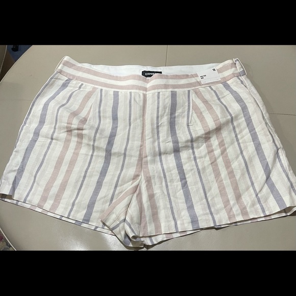 Express | Shorts | Plus Size Express Midi High Rise Stripped Shorts ...